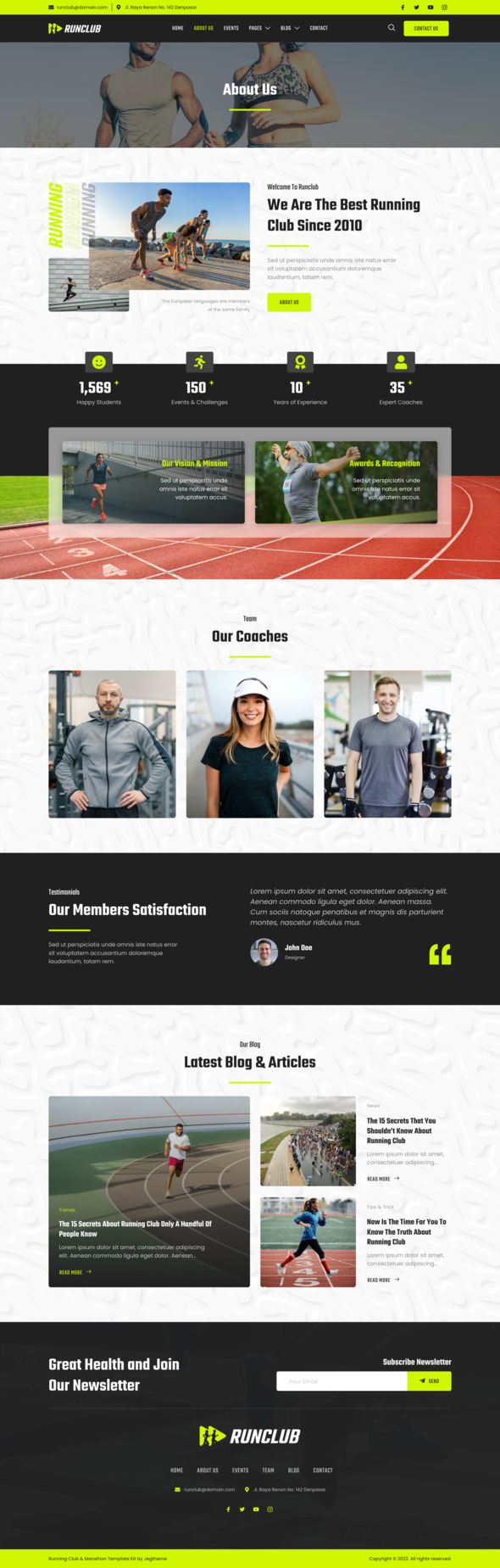 Runclub – Running Club, Marathon & Sports Elementor Template Kit by ...
