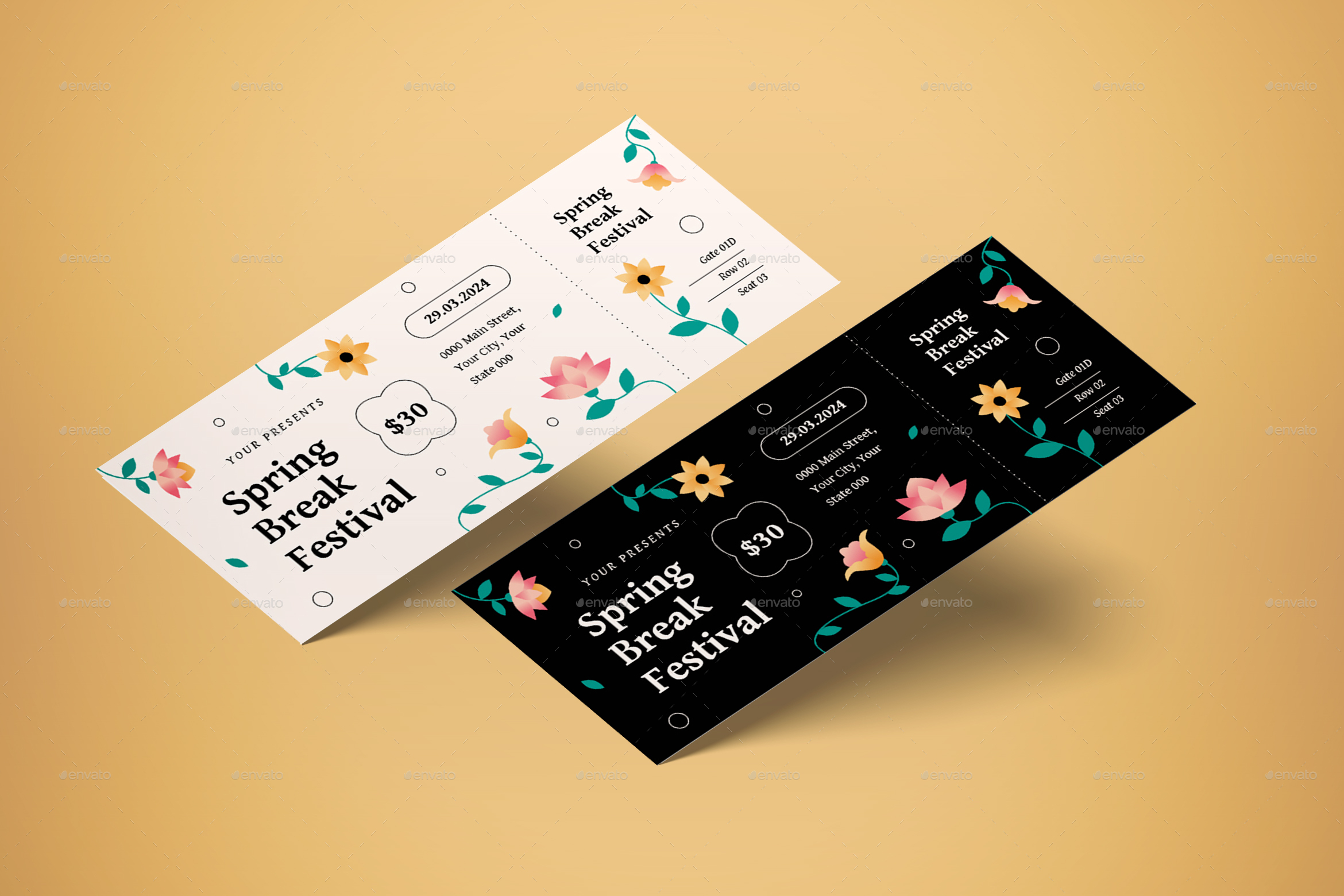 Spring Break Festival Ticket by graphicook | GraphicRiver