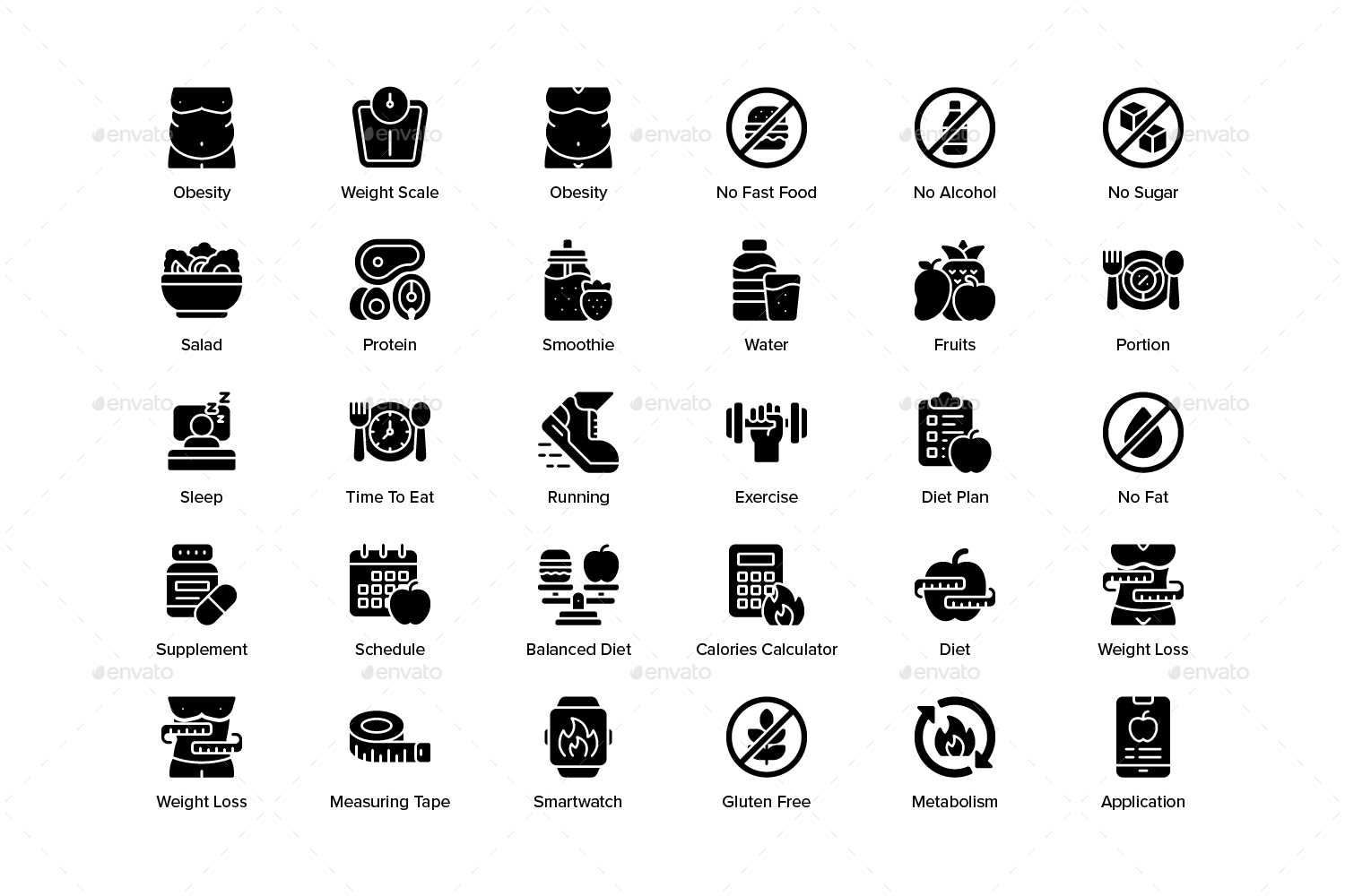 Healthy Diet Icons, Icons | GraphicRiver