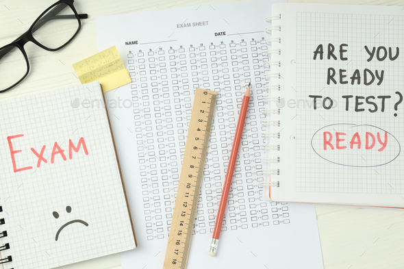 Concept of exams and tests, top view Stock Photo by AtlasComposer ...