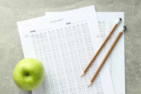 Concept of exams and tests, top view Stock Photo by AtlasComposer ...