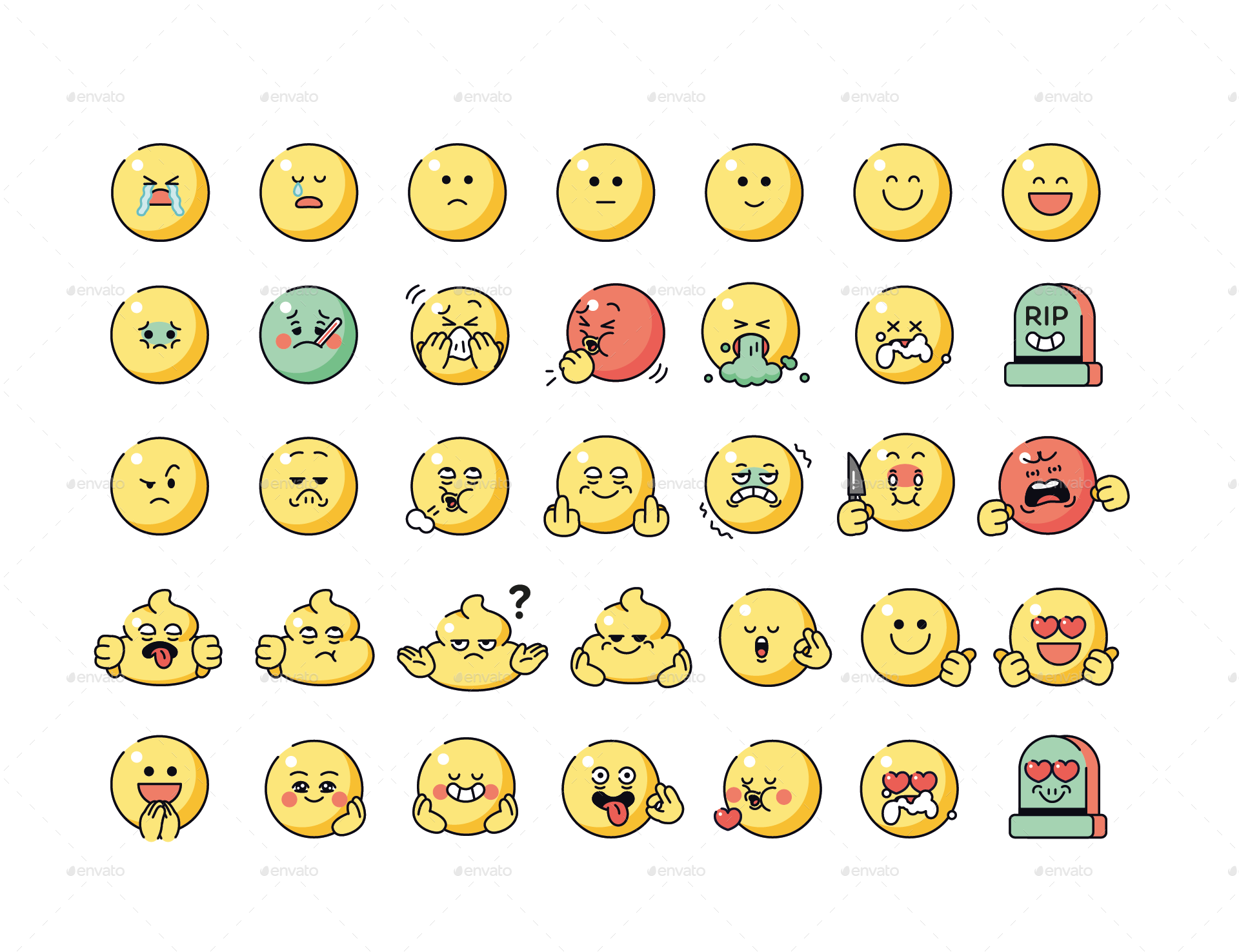 Emoji Character Kit, Vectors | GraphicRiver