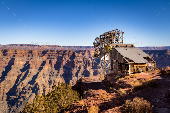 Abandoned cable aerial tramway of mine at Guano Point - Grand Canyon ...