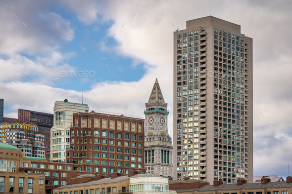 Boston Skyline and Custom House Clock Tower - Boston, Massachusetts ...