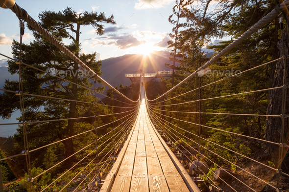 Suspension Bridge on Top of a Mountain in Squamish Stock Photo by edb3_16