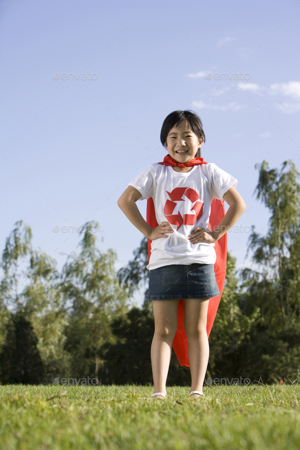 Environment protection "super girl" Stock Photo by bluejeanimages ...