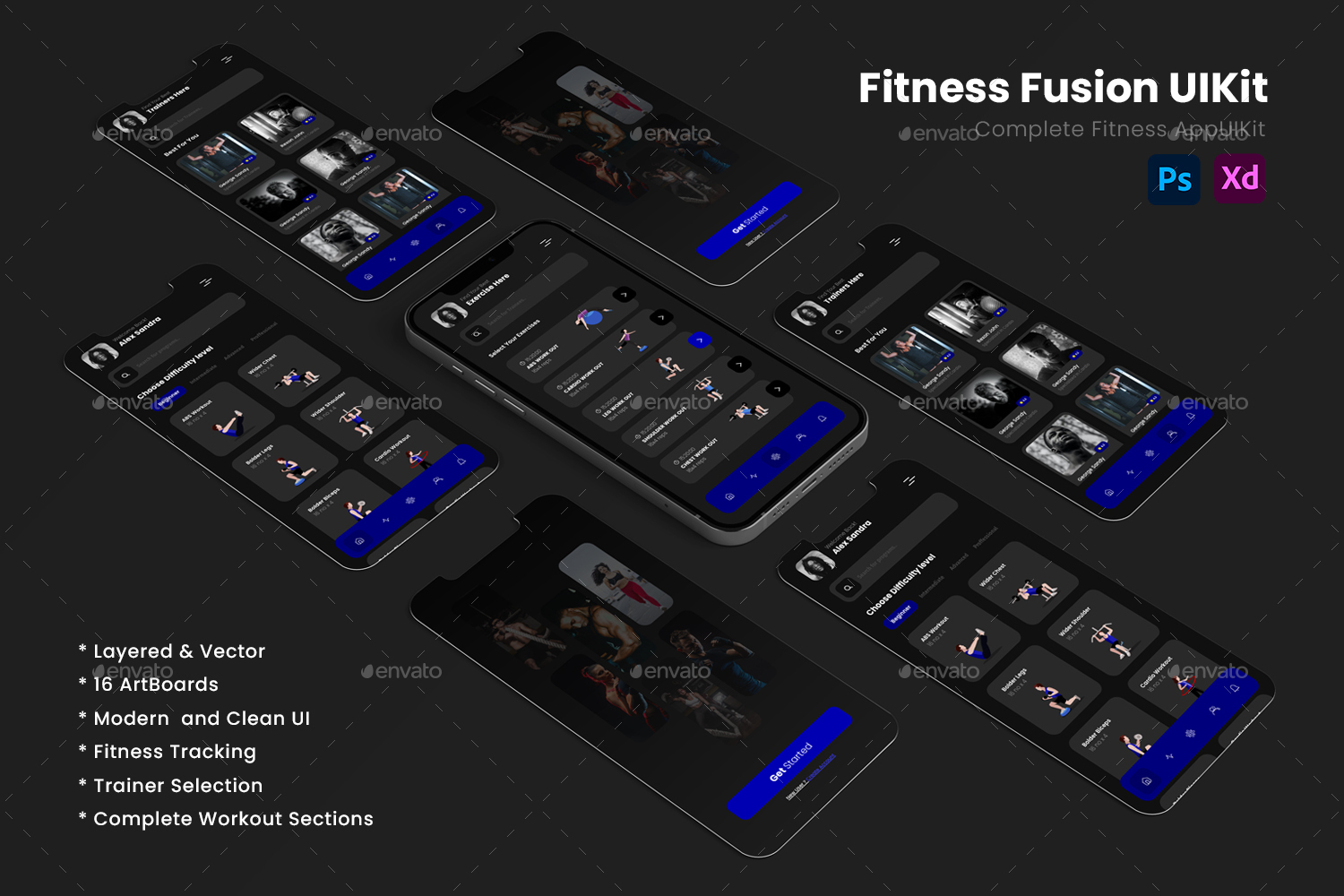 FitnessFusion App UIKit, Web Elements | GraphicRiver