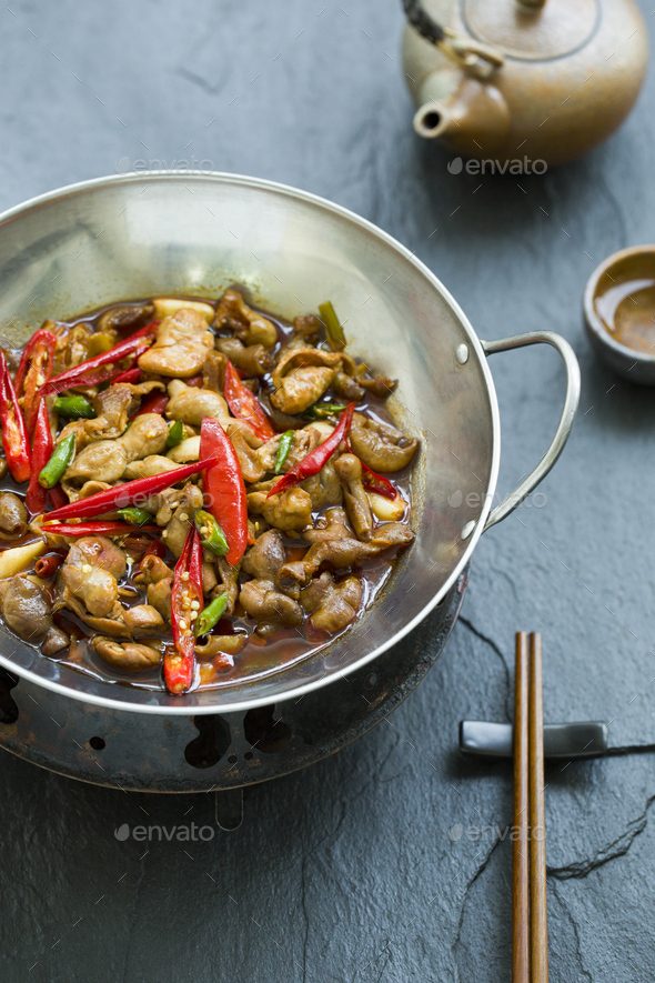 Chinese cuisine griddle pork intestines Stock Photo by bluejeanimages