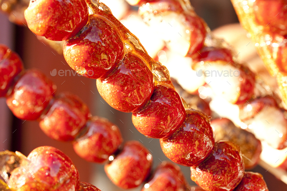 Chinese traditional food sugarcoated haws on a stick Stock Photo by ...