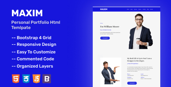 Maxim - Personal Portfolio HTML Template by Intertheme | ThemeForest