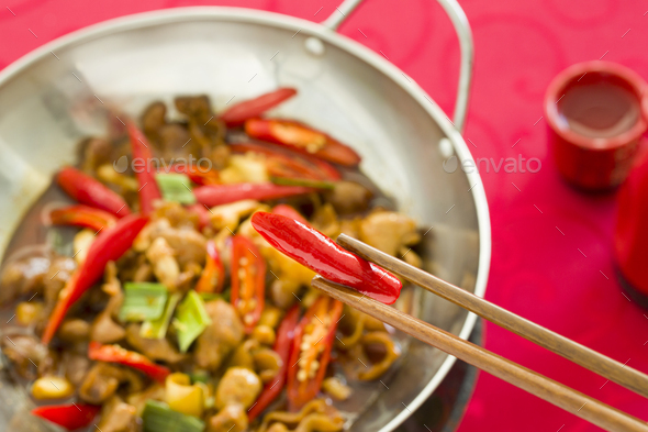 Chinese cuisine griddle pork intestines Stock Photo by bluejeanimages