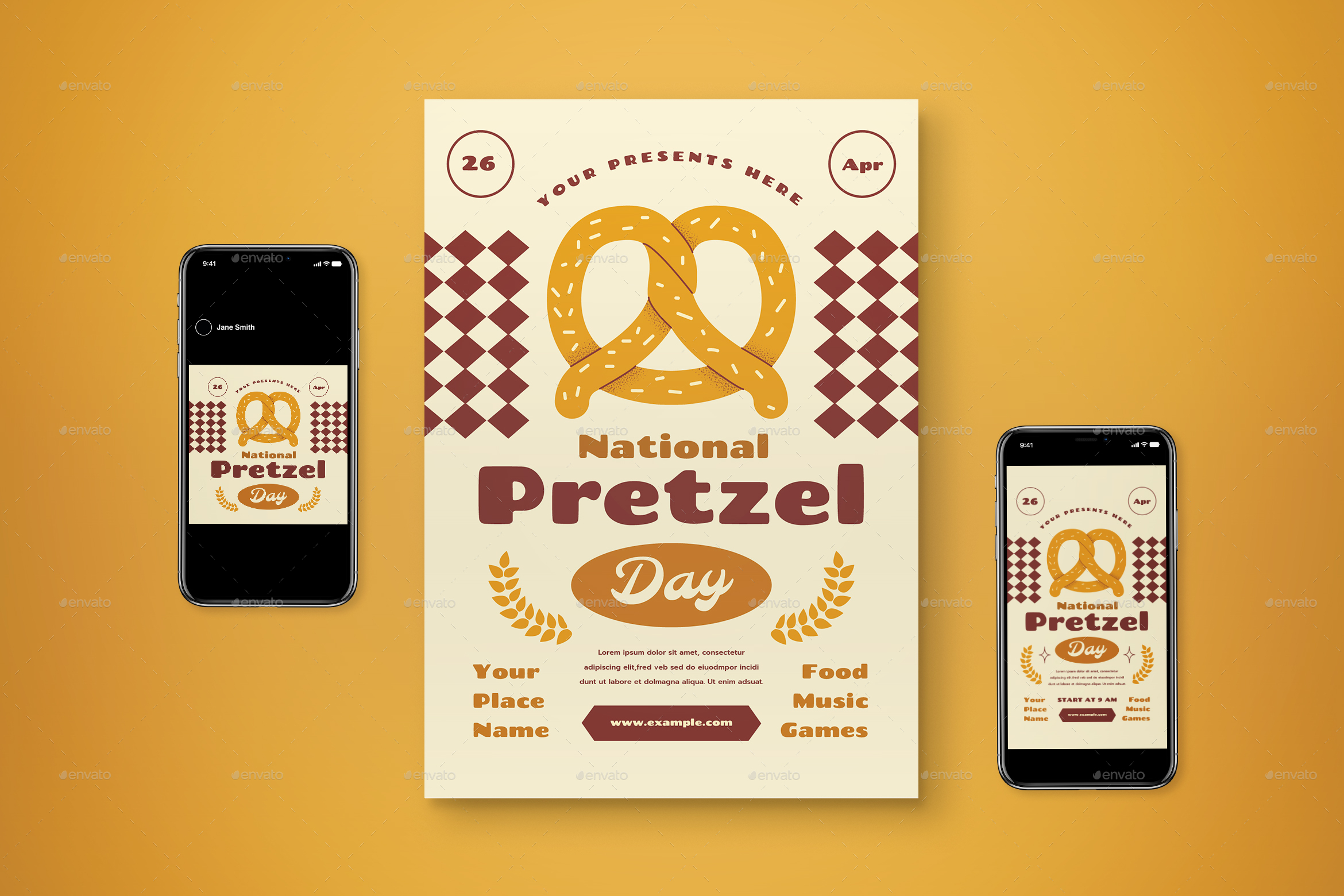 National Pretzel Day Flyer Set, Print Templates | GraphicRiver