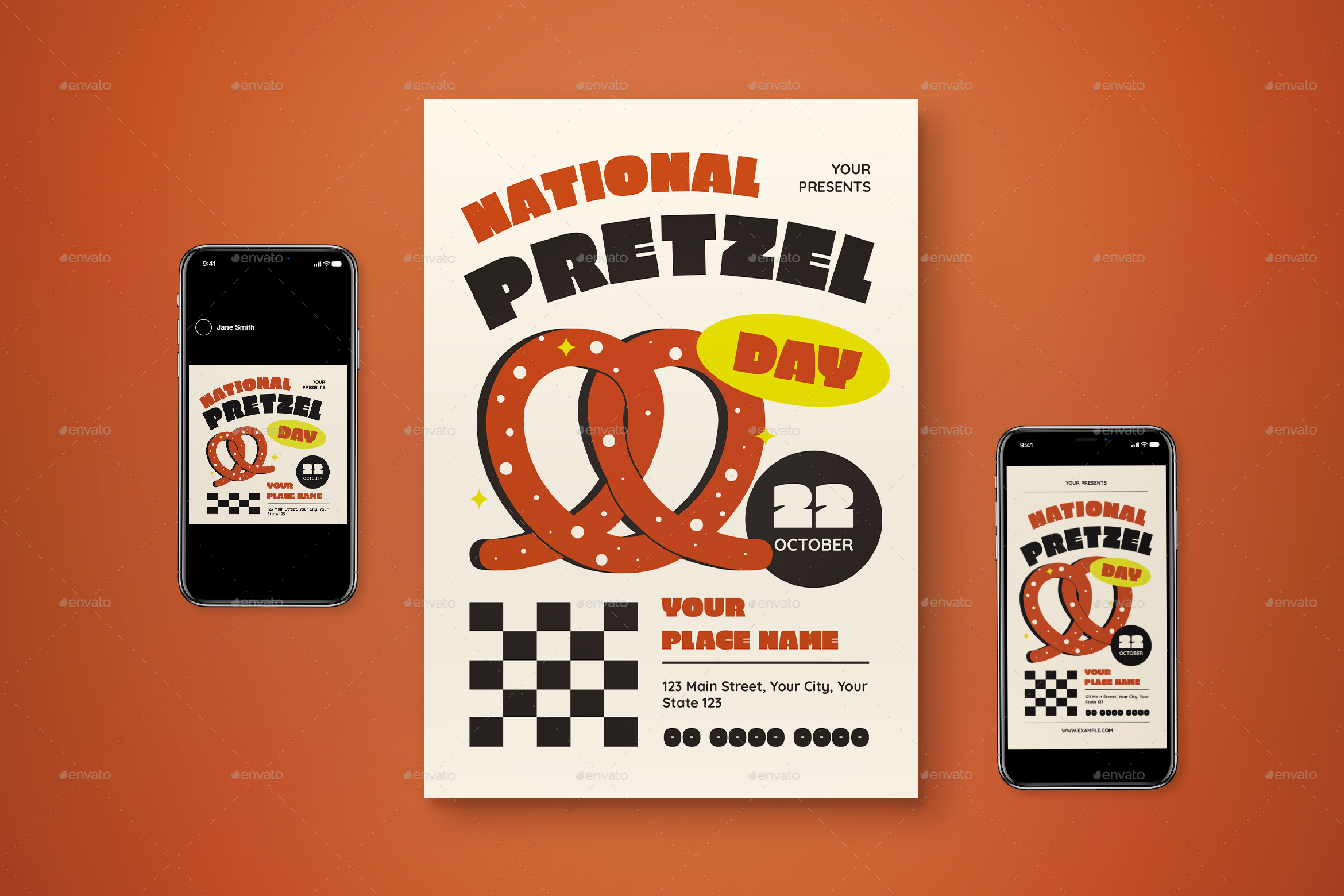 National Pretzel Day Flyer Set, Print Templates | GraphicRiver