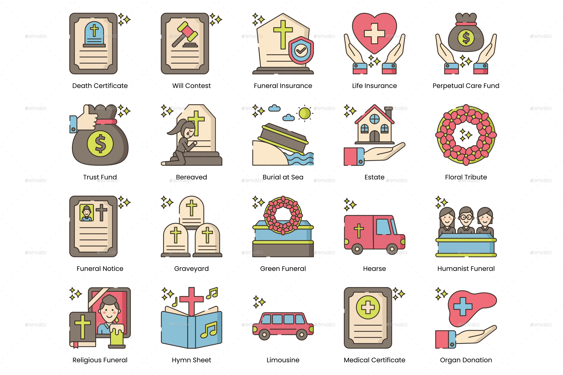 75 Funeral Service Icons, Icons | GraphicRiver