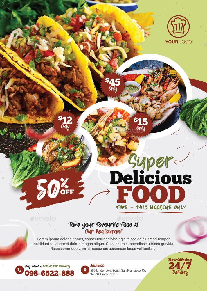 Food Flyer, Print Templates | GraphicRiver