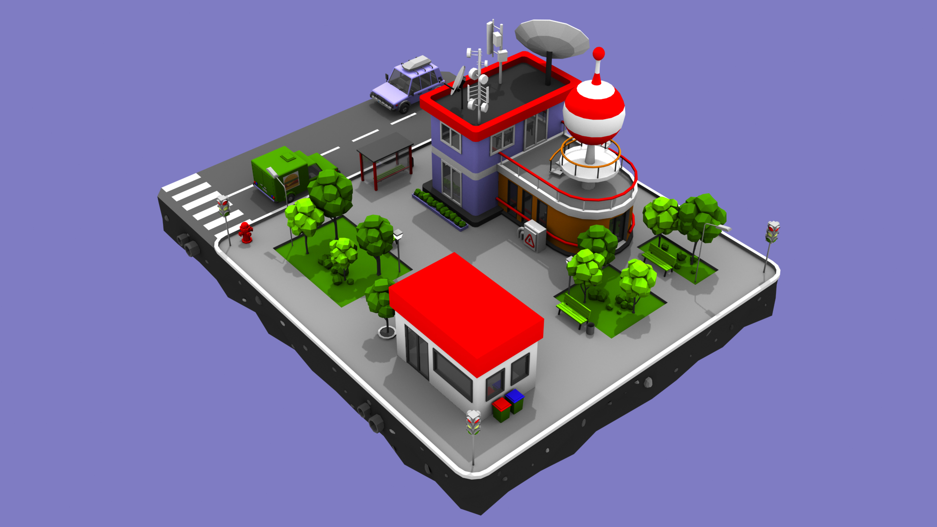 Science Center Block from Cartoon Low Poly City by LowPolyLand | 3DOcean