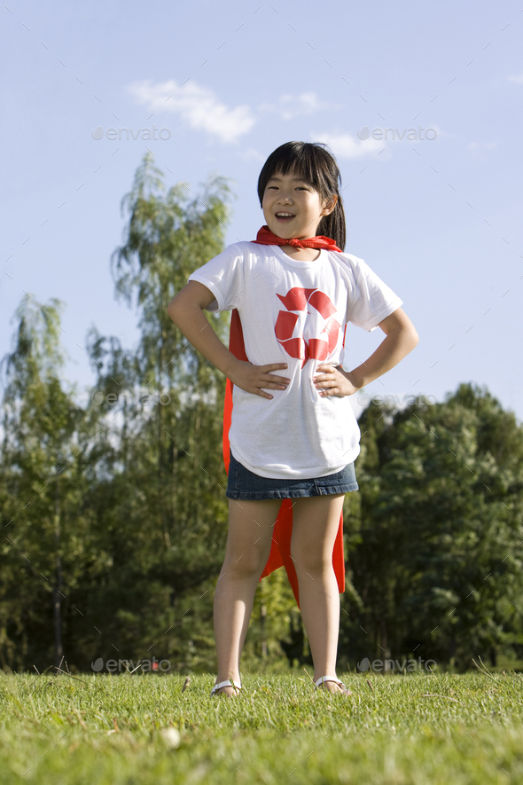 Environment protection "super girl" Stock Photo by bluejeanimages ...
