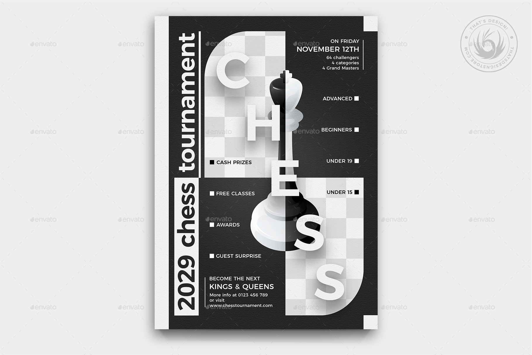 Chess Tournament Flyer Template V2, Print Templates | GraphicRiver