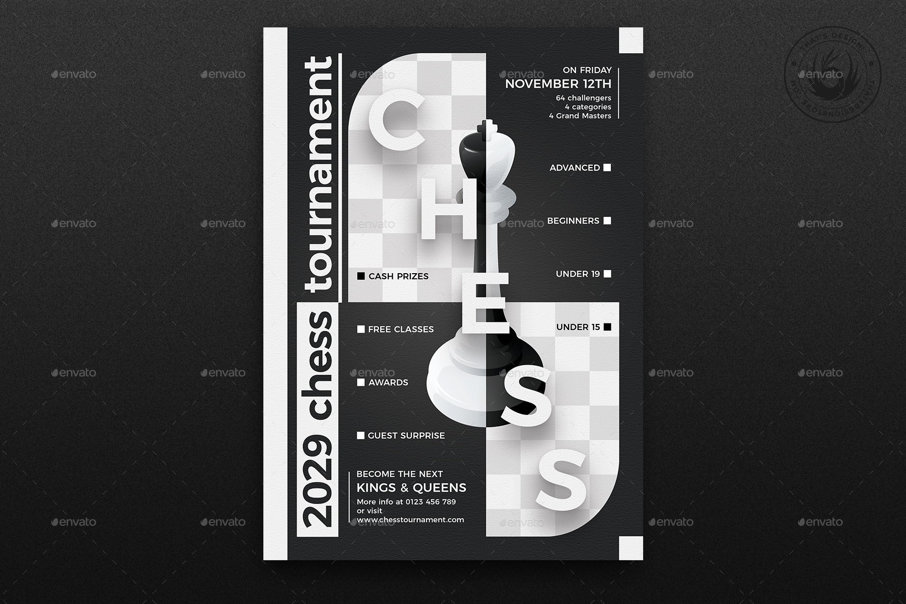 Chess Tournament Flyer Template V2, Print Templates | GraphicRiver