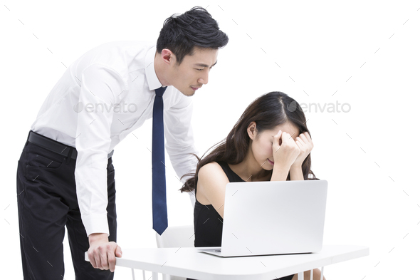 Office workers getting stuck with difficulties Stock Photo by ...