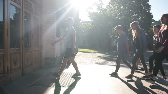 Group of Students Entering University Building by stusya | VideoHive