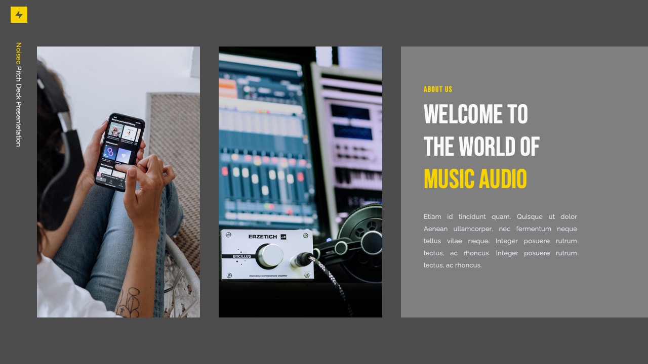 Noisec Music App Pitch Deck Template for Keynote, Presentation Templates