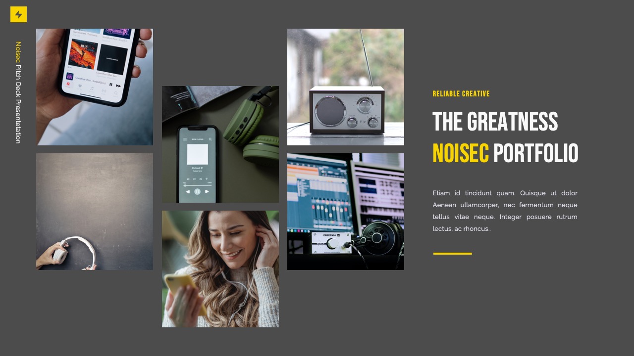 Noisec Music App Pitch Deck Template for Keynote, Presentation Templates