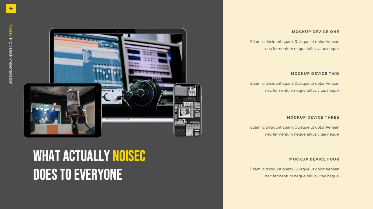 Noisec Music App Pitch Deck Template for Keynote, Presentation Templates