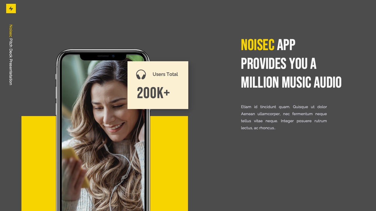 Noisec Music App Pitch Deck Template for Keynote, Presentation Templates