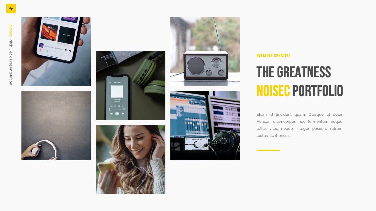 Noisec Music App Pitch Deck Template for Keynote, Presentation Templates
