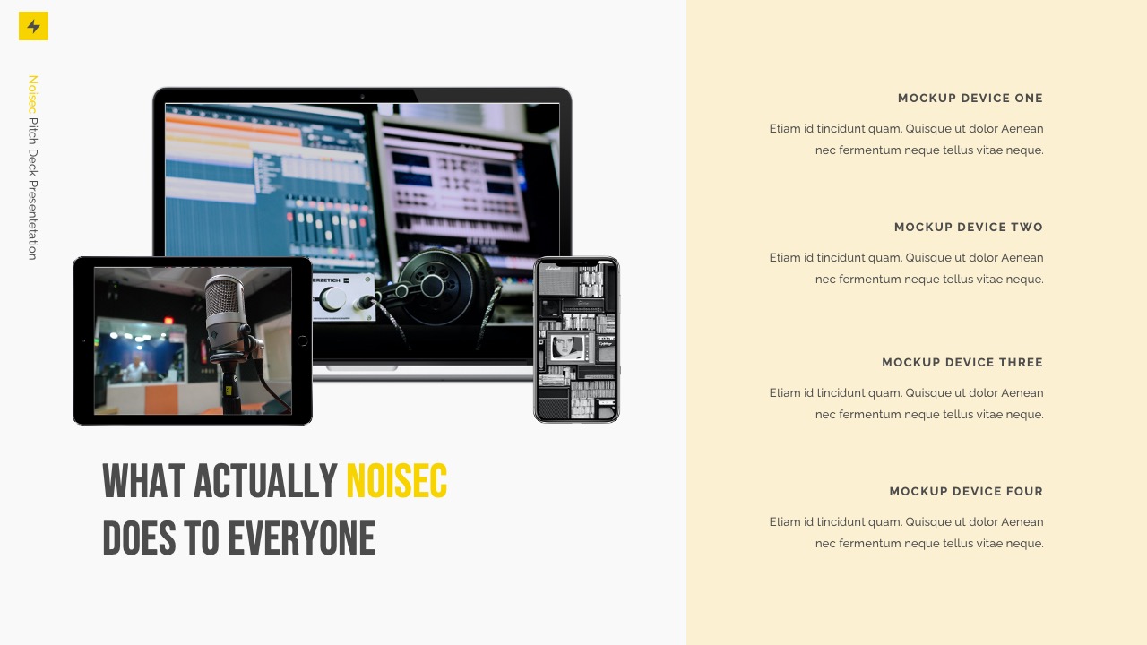 Noisec Music App Pitch Deck Template for Keynote, Presentation Templates