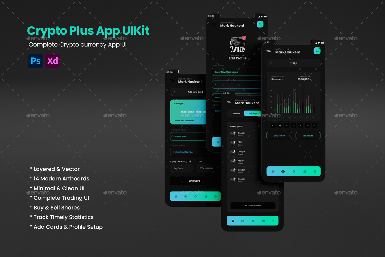 CryptoPlus App UIKit, Web Elements | GraphicRiver