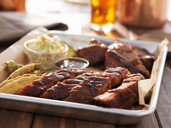 barbecue platter with ribs and brisket Stock Photo by joshua_resnick