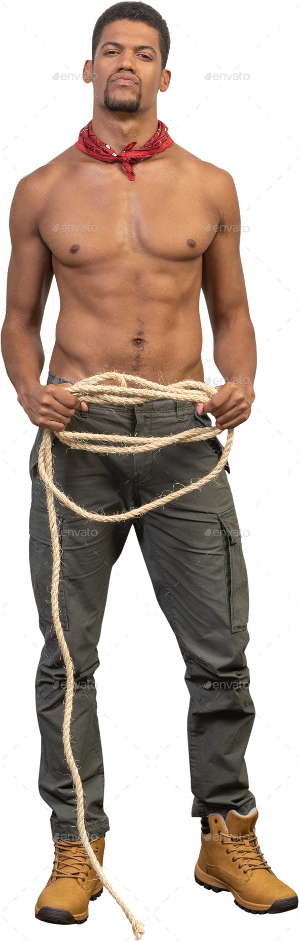a man standing with a rope around his waist Stock Photo by Icons8 ...