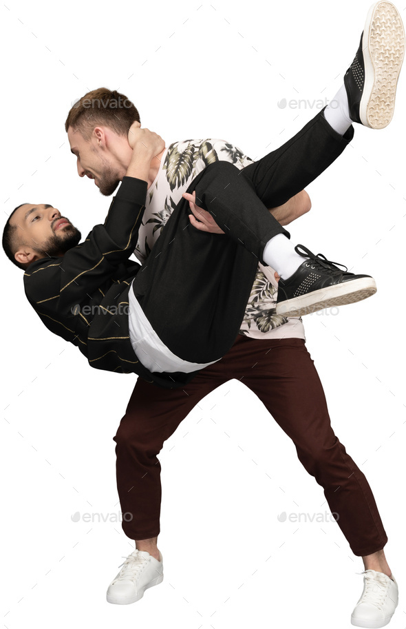 two men performing a hip hop dance performance Stock Photo by Icons8