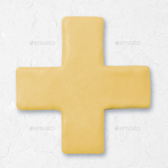 Clay plus sign mathematics beige cute graphic for kids Stock Photo by ...