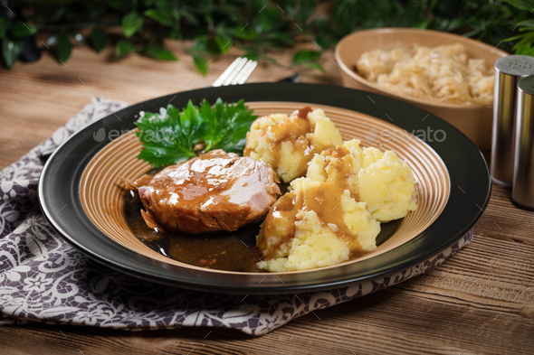Braised pork neck in own sauce. Stock Photo by foto_pstryki | PhotoDune