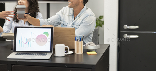 co-workers in the office working, in advertising Stock Photo by ...