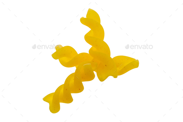 Top view of fusilli - pasta that are formed into corkscrew or helical ...