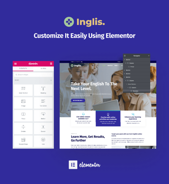 Inglis - Language Course WordPress Elementor Template Kit by ThemeWarriors