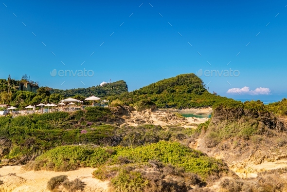 Mountains and forestry hills of Corfu island in Greece Stock Photo by ...