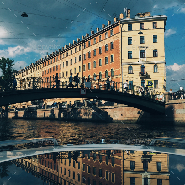 People walking on bridge Stock Photo by StudioVK | PhotoDune