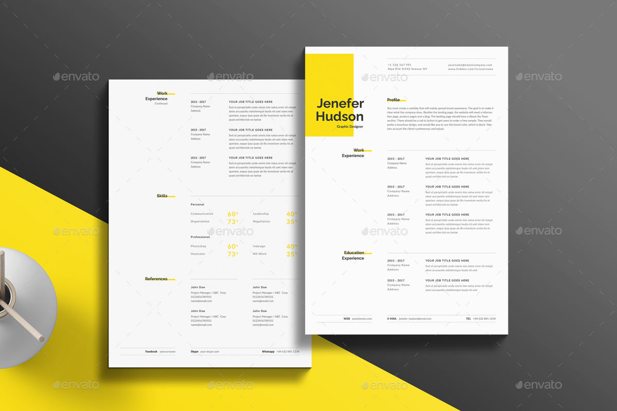 2 Page Resume, Print Templates | GraphicRiver