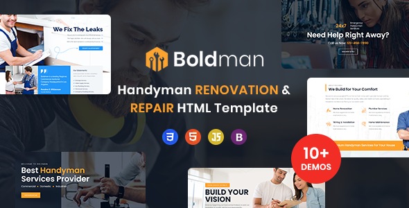 Boldman - Handyman Renovation Services HTML Template by ThemetechMount