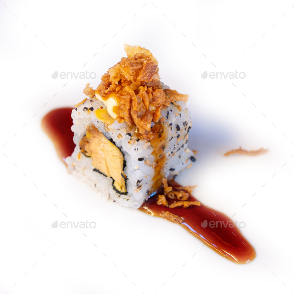 Sushi roll pieces with tori. traditional Japanese cuisine, Stock Photo ...