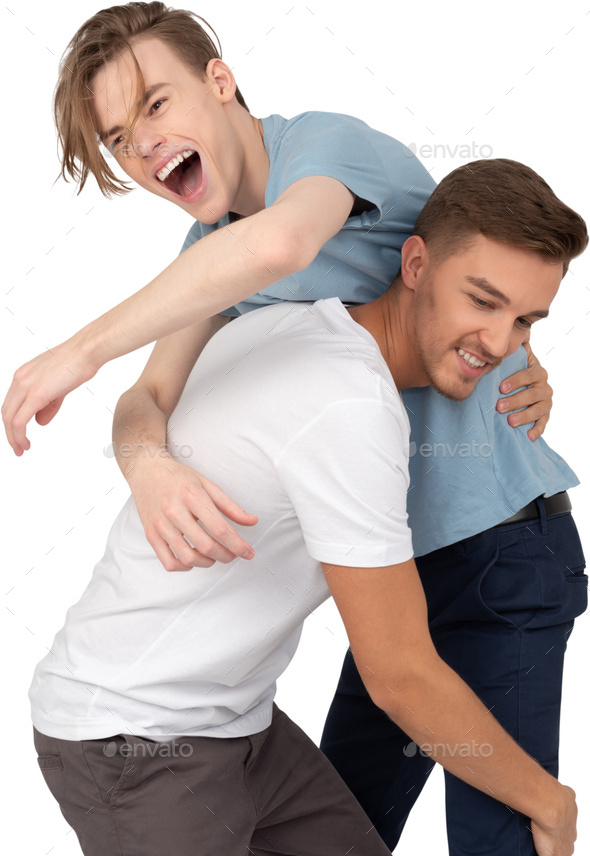 a man giving a woman a piggy back on his back Stock Photo by Icons8