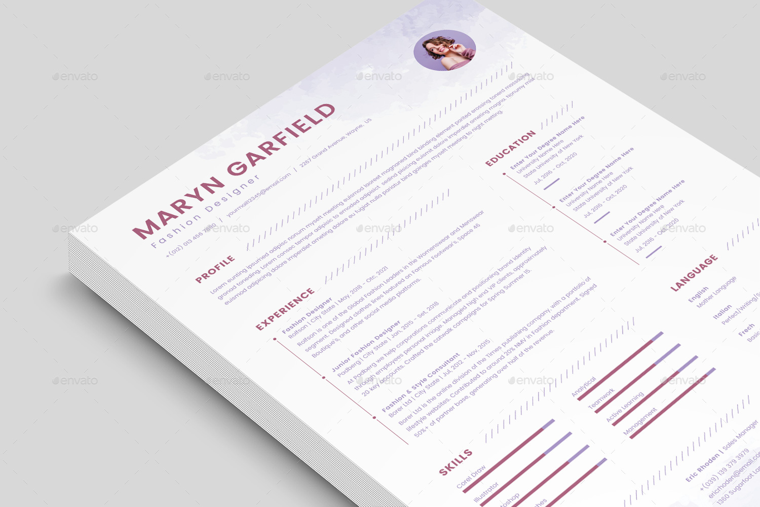 Woman CV Resume, Print Templates | GraphicRiver