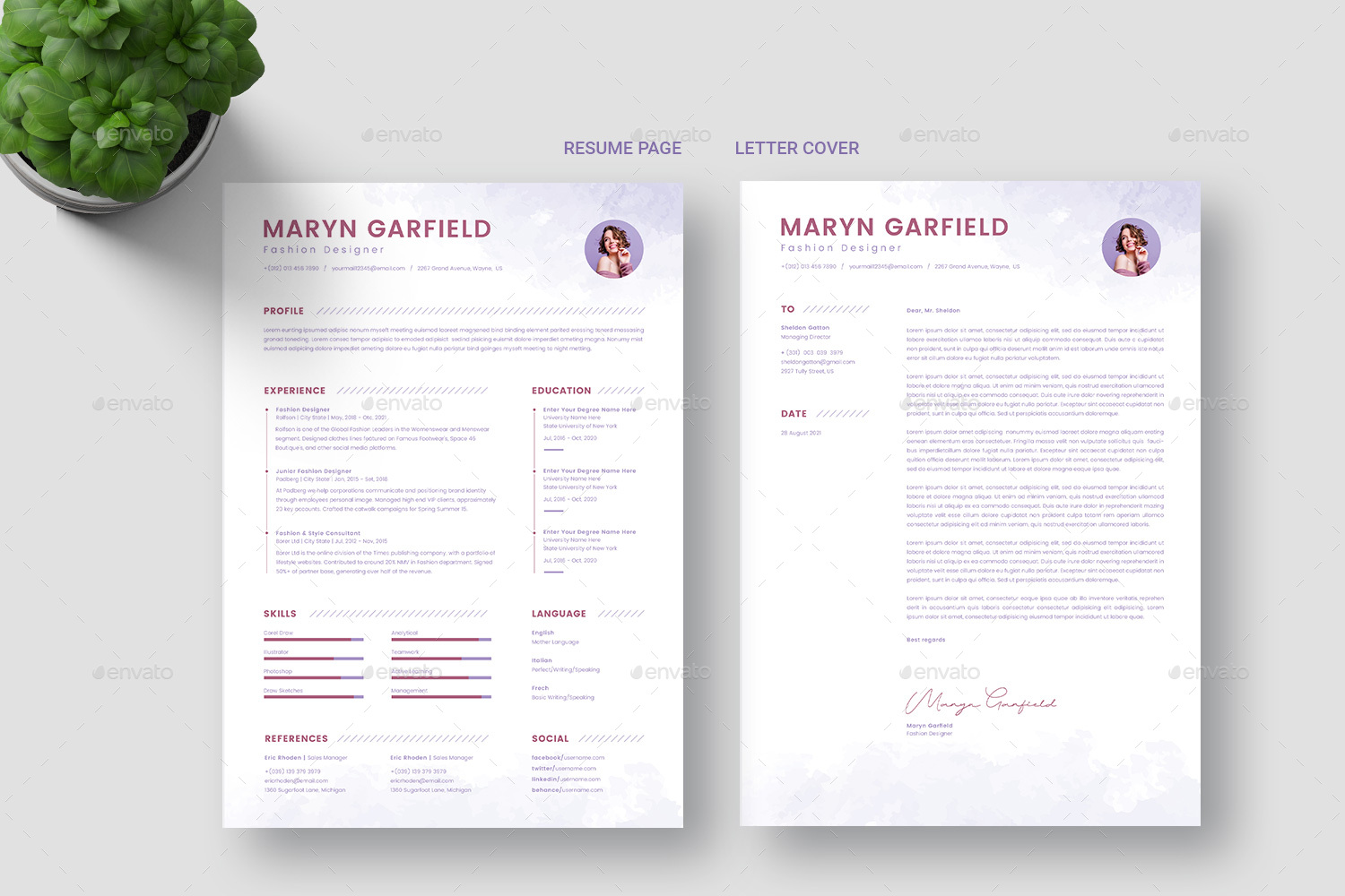 Woman CV Resume, Print Templates | GraphicRiver