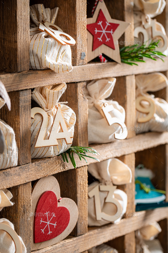 Cute Advent Calendar for Christmas as countdown to the holidays Stock ...