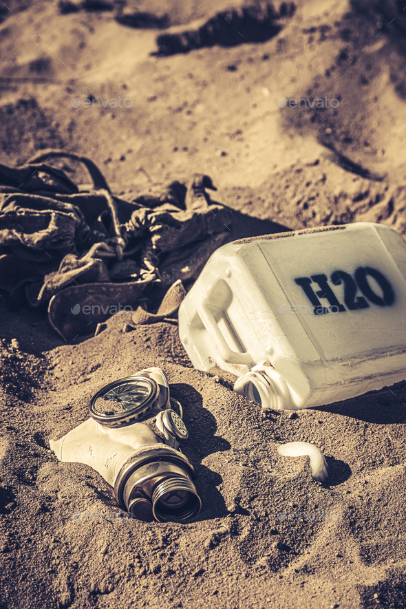 Unclean water cans as a symbol of polluted earth Stock Photo by Shaiith
